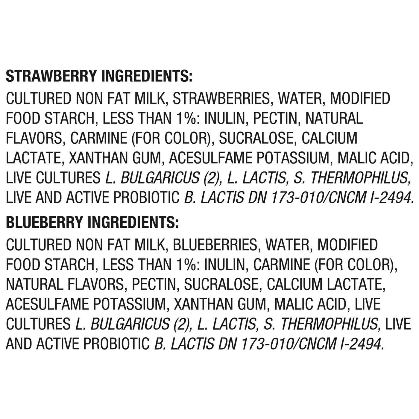 Activia Zero Added Sugar Strawberry & Blueberry Non Fat Probiotic ...
