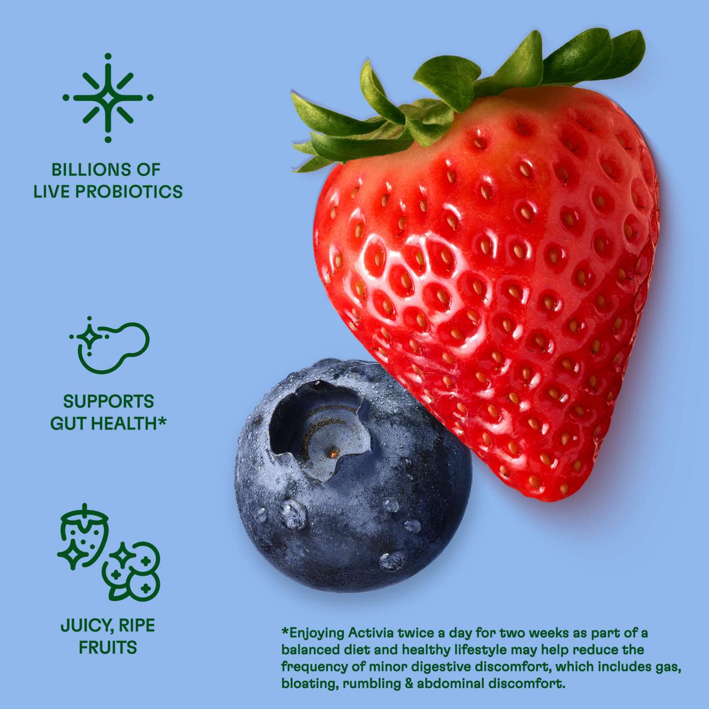 Activia Zero Added Sugar Strawberry & Blueberry Non Fat Probiotic ...