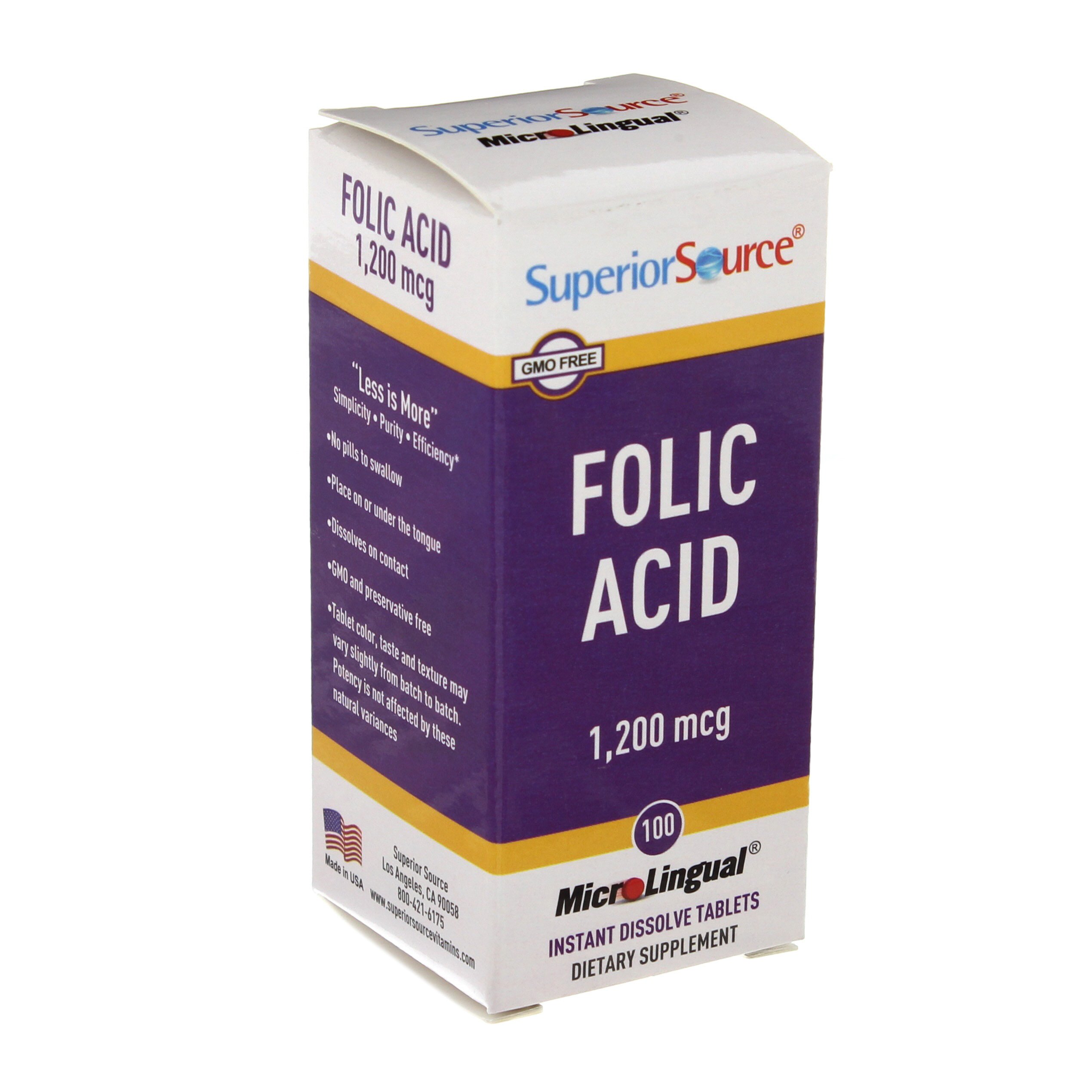 Superior Source Folic Acid 1200 mcg Instant Dissolve Tablets - Shop ...