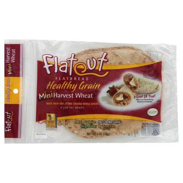 Flatout Healthy Grain Mini Harvest Wheat Flatbread Wraps - Shop ...