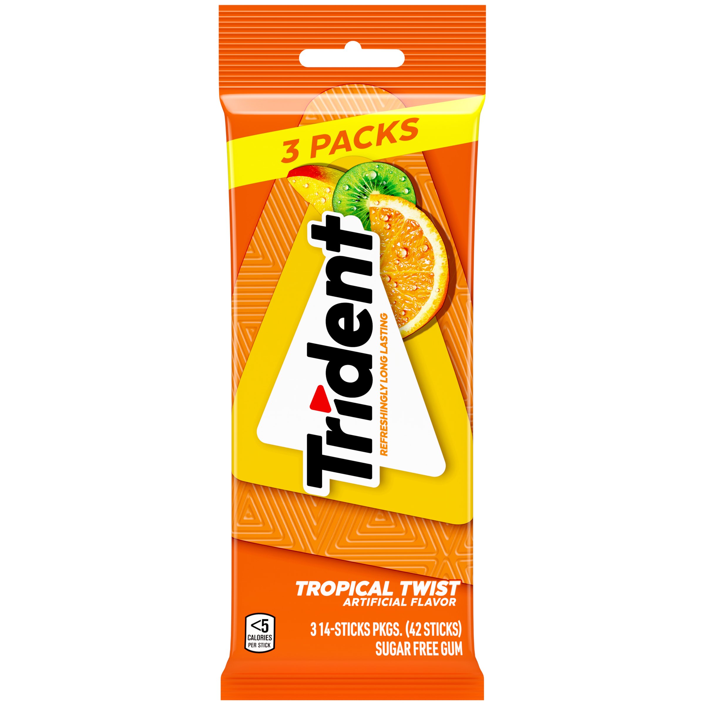 Trident Tropical Twist Sugar Free Chewing Gum, 3 pk, 42 pc | Low Prices ...