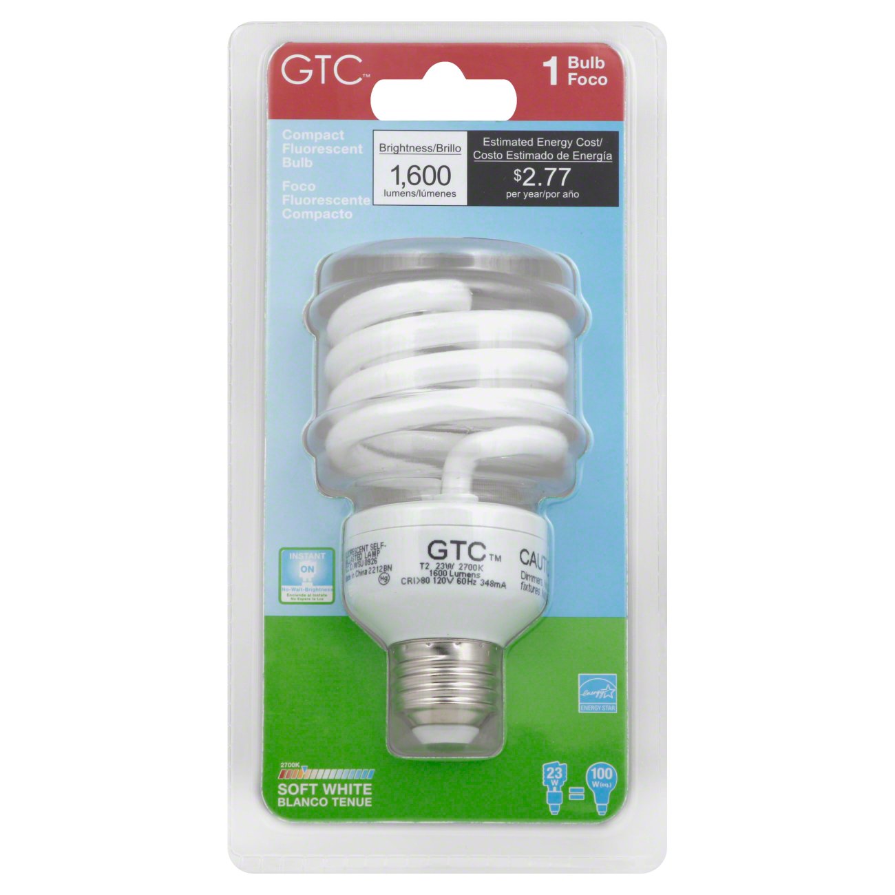 GTC Mini 23-Watt Soft White CFL Light Bulb - Shop Light bulbs at H-E-B