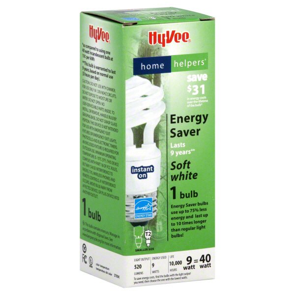 Hy-Vee Home Helpers Home Helpers 9-Watt Soft White CFL Light Bulb ...