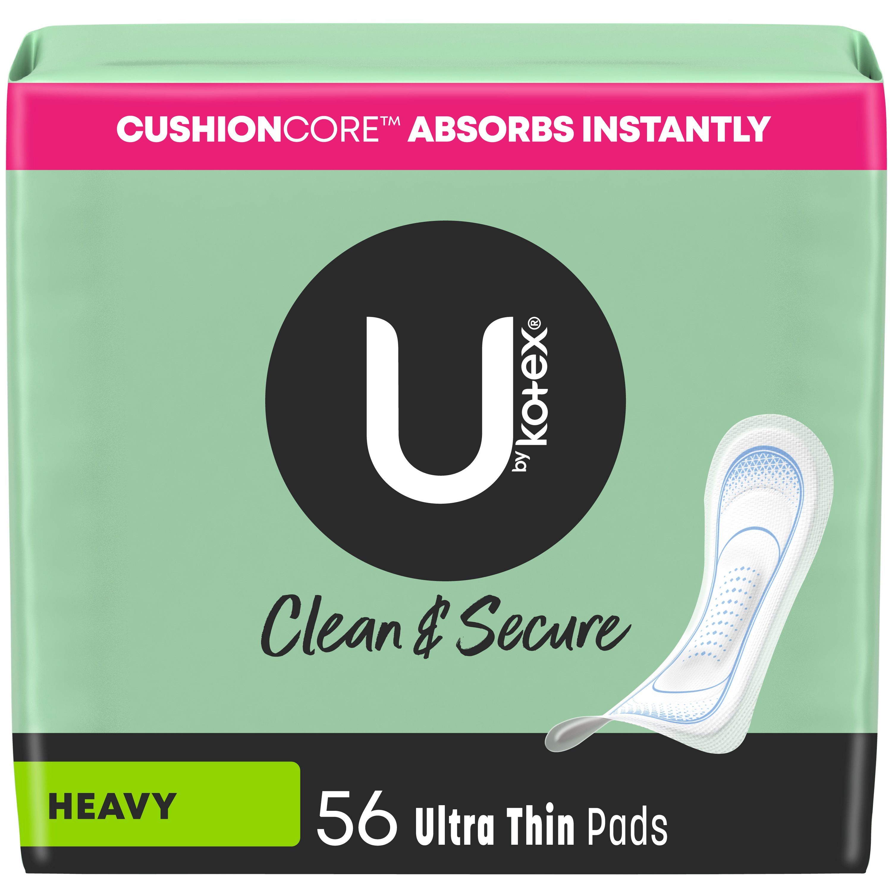 U by Kotex Clean & Secure Ultra Thin Pads Heavy Absorbency - Shop Pads ...