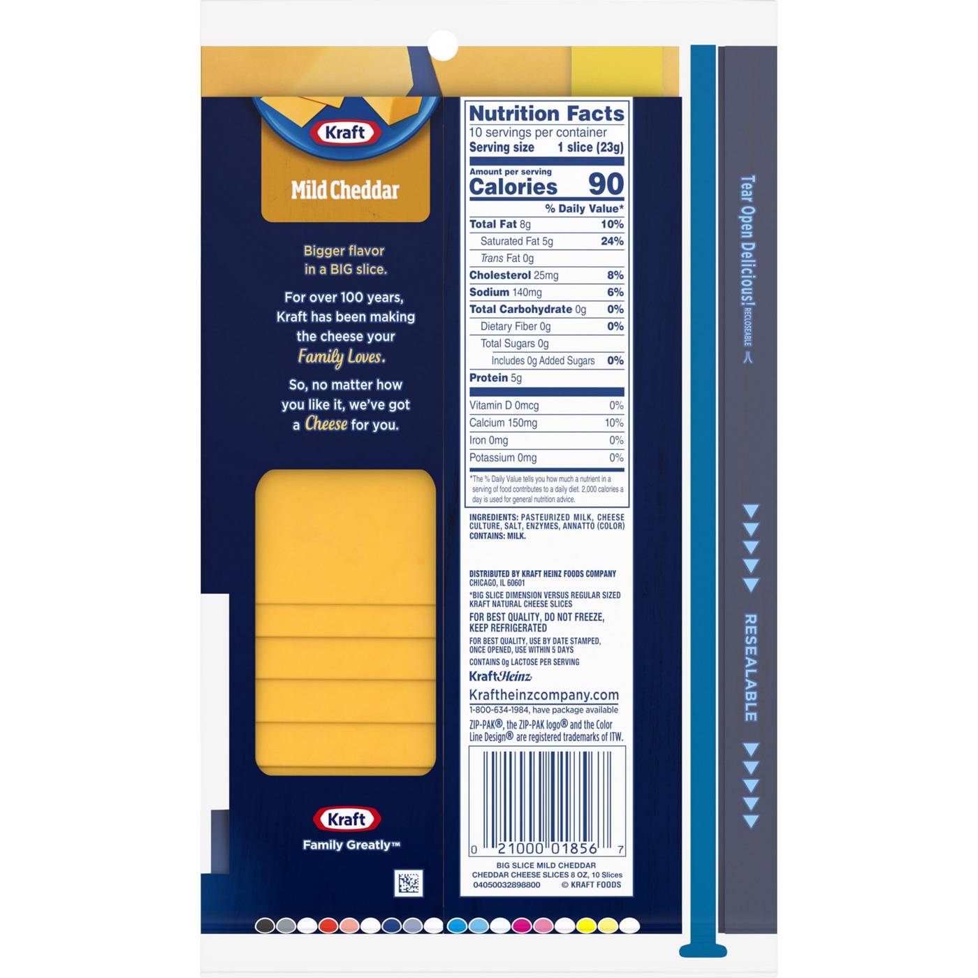 Kraft Big Slice Mild Cheddar Sliced Cheese - Shop Cheese at H-E-B
