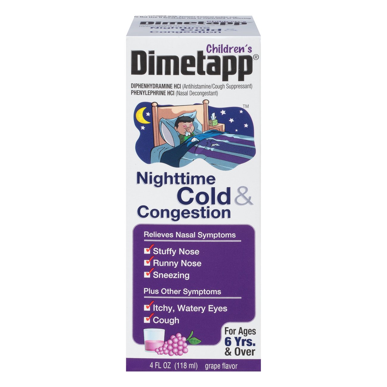 Dimetapp Nighttime Cold & Congestion Grape Flavor Liquid - Shop Cough ...