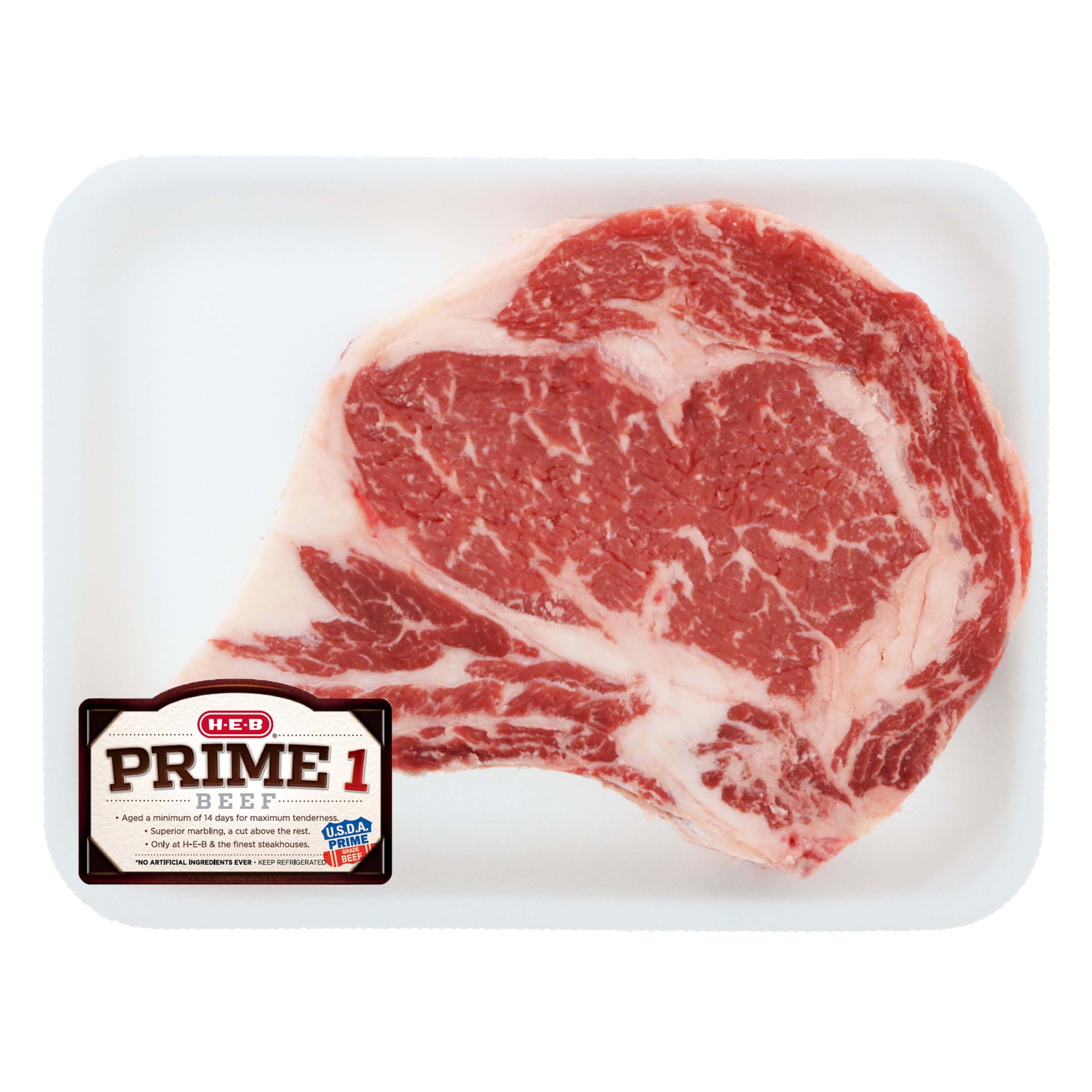 H-E-B Prime 1 Beef Bone-In Ribeye Steak, Thick Cut - Shop Beef at H-E-B