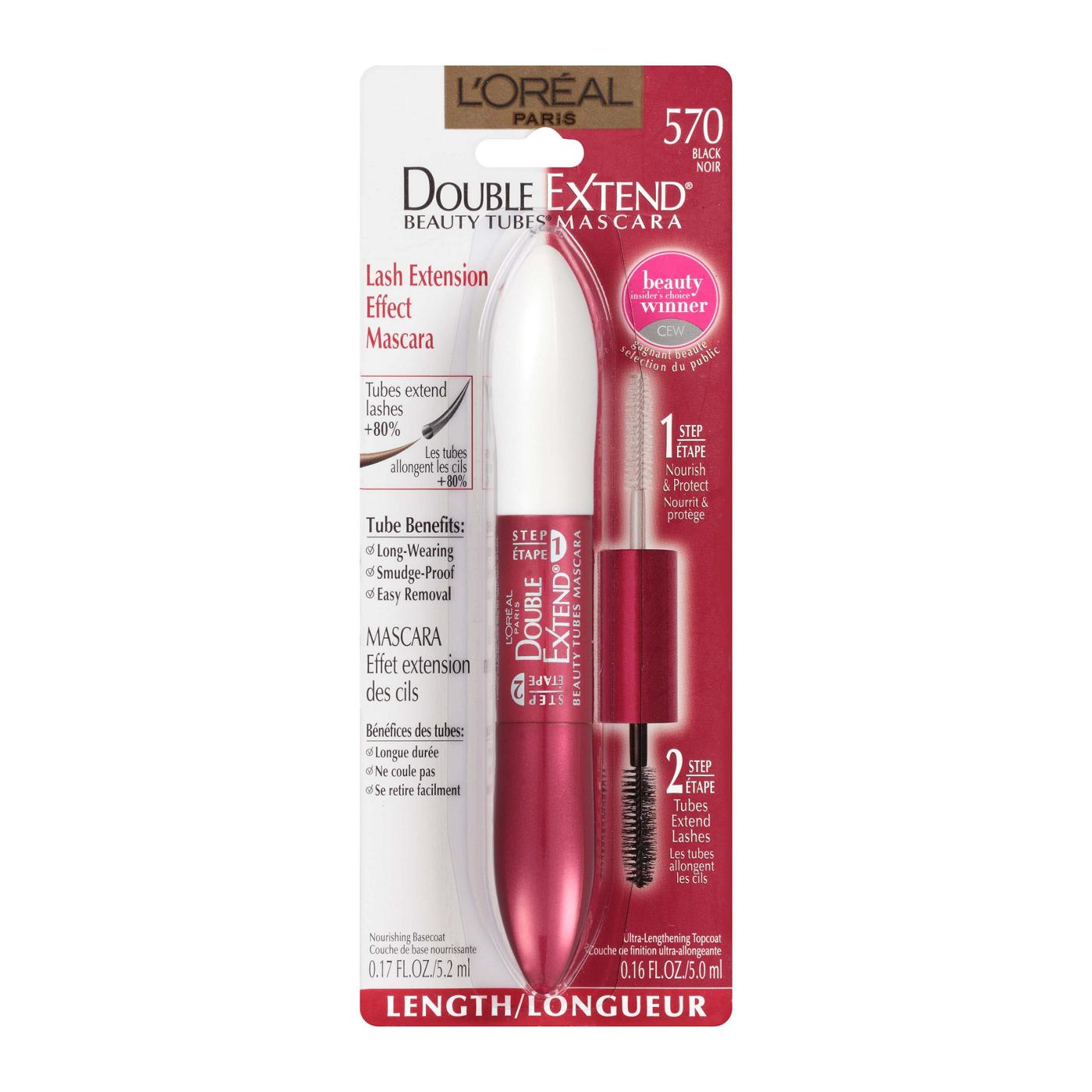 L'Oréal Paris Double Extend Tubing Mascara Lengthening in 2 Steps Black ...