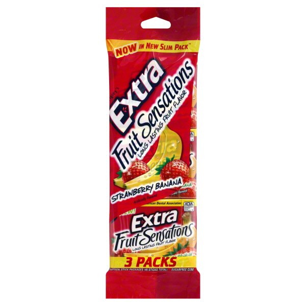 Extra Fruit Sensations Sugar Free Strawberry And Banana Slim Pack Gum ...