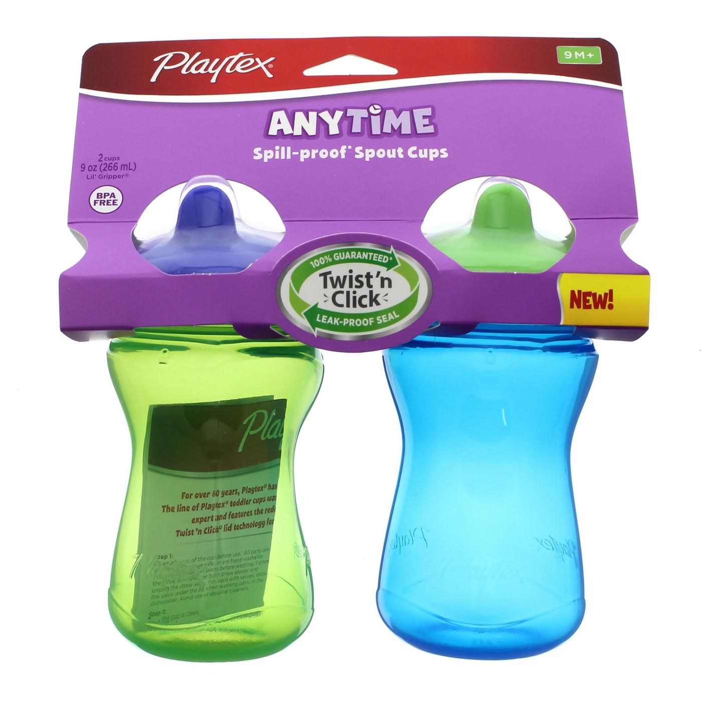 Playtex AnyTime Spill-Proof Spout Cups 9 OZ (9M +), Assorted Colors ...
