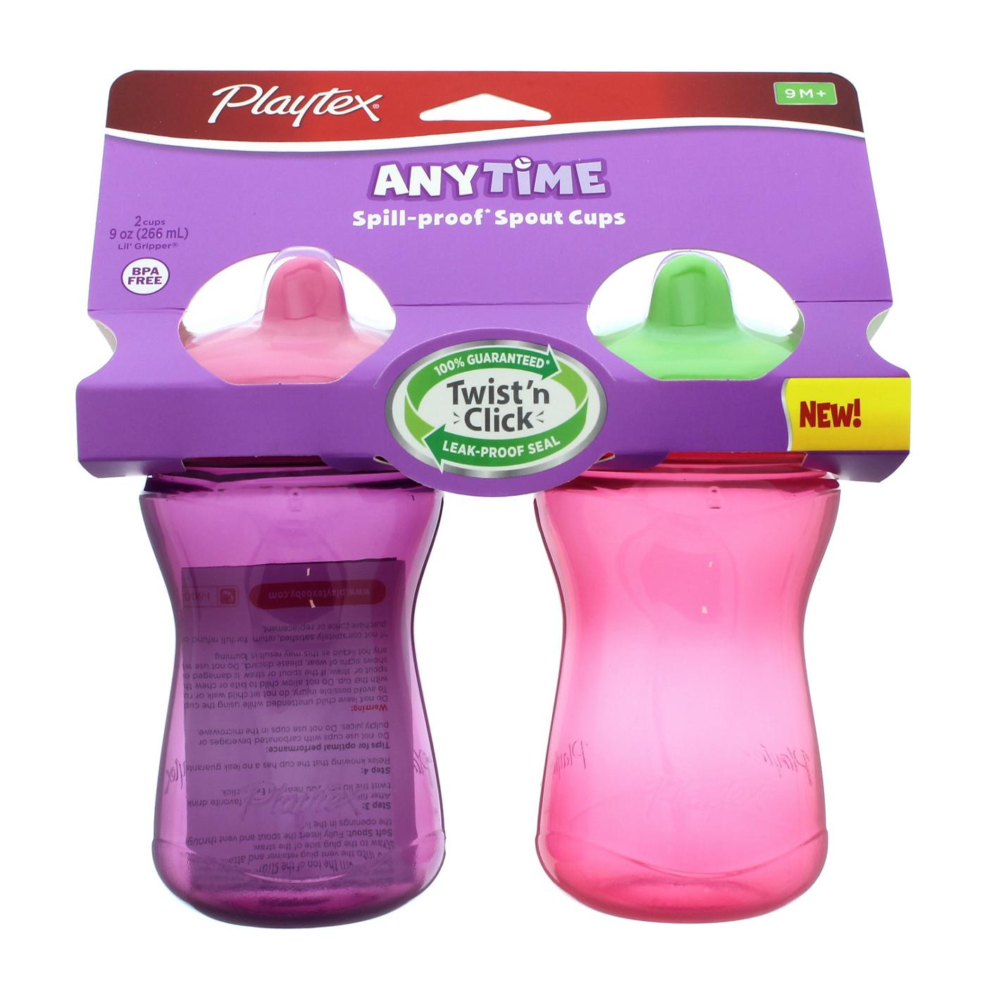 Playtex AnyTime Spill-Proof Spout Cups 9 OZ (9M +), Assorted Colors ...