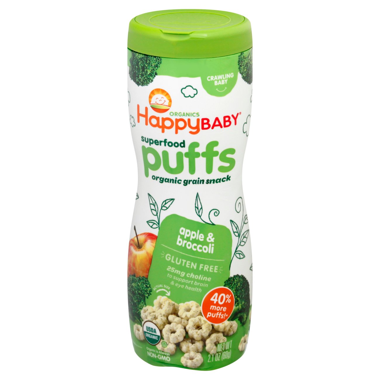 Happy Baby Organics Superfood Puffs - Apple & Broccoli - Shop Toddler ...