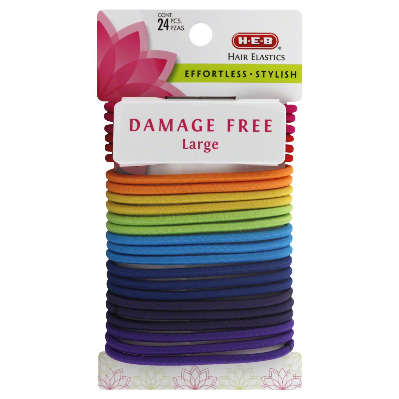H-E-B Large Damage Free Hair Elastics Bright Assorted Colors, 24 ea ...