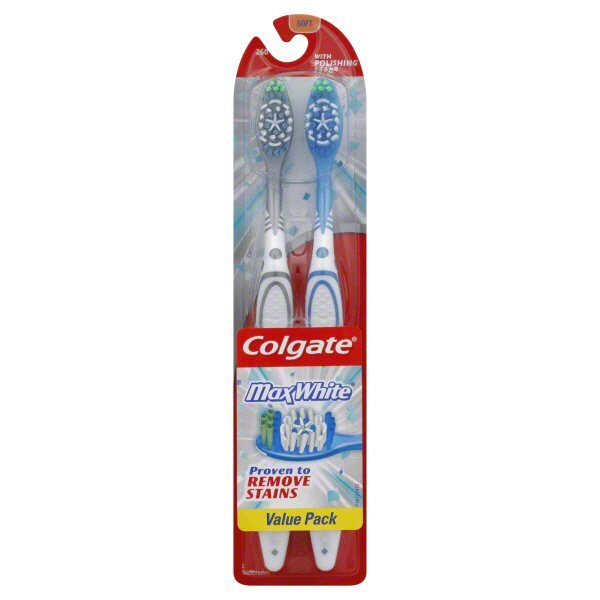 Colgate Max White Toothbrush Full Head Soft 2-Pack - Shop Toothbrushes ...