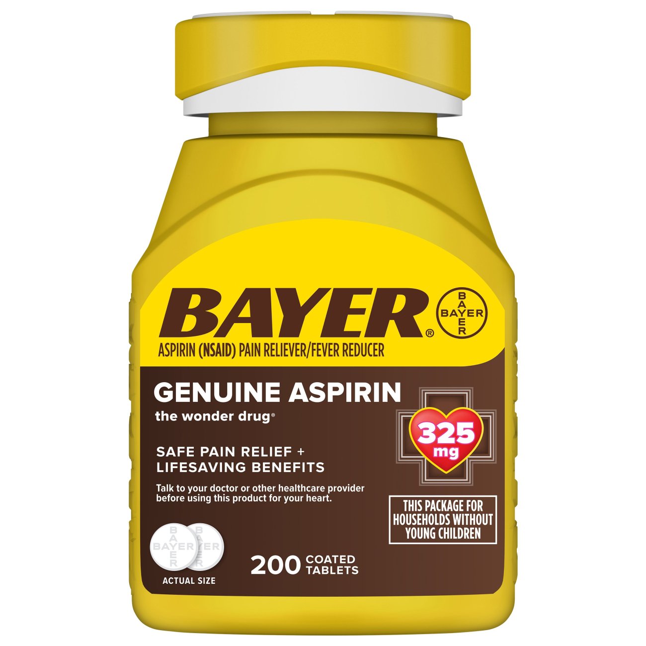 Bayer Aspirin Pain Reliever/Fever Reducer 325 mg Coated Tablets Easy ...