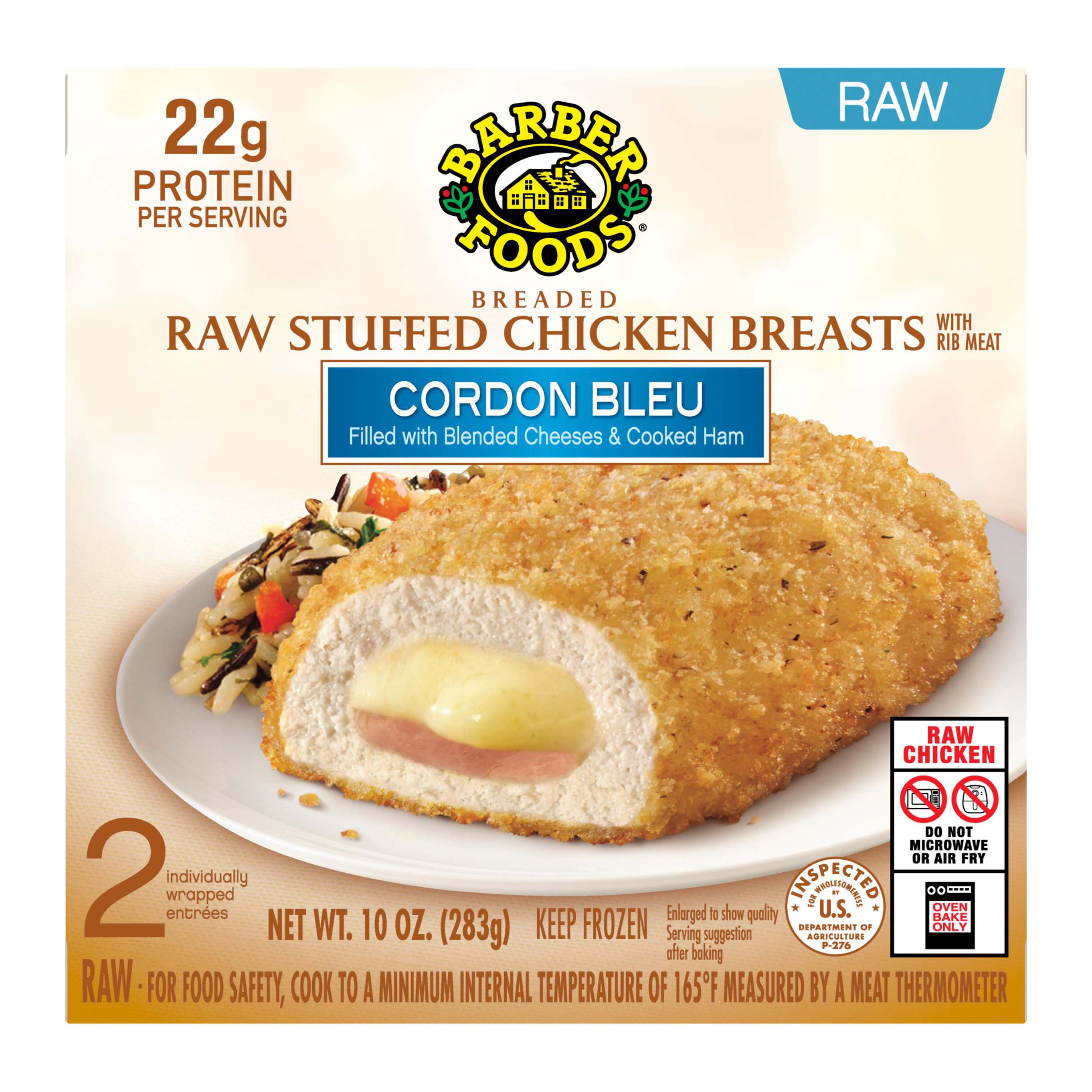 Barber Foods Breaded Raw Cordon Bleu Stuffed Chicken Breasts - Shop ...