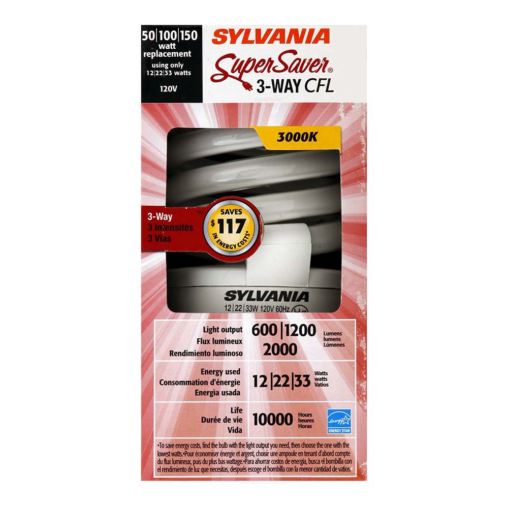 Sylvania Super Saver 33-Watt 3-Way CFL Light Bulb - Shop Light bulbs at ...