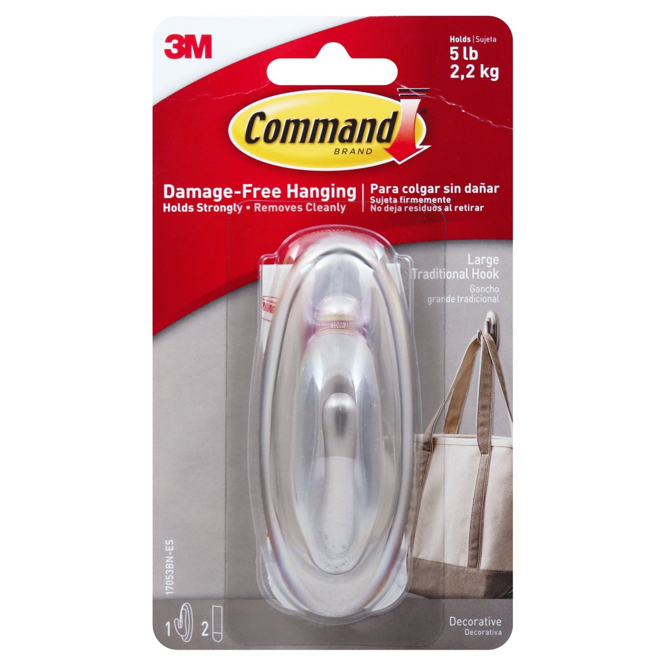 Command Large Decorative Traditional Hook - Brushed Nickel - Shop Hooks ...