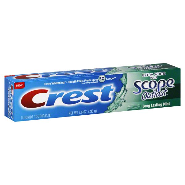 Crest Extra White Plus Scope Outlast Long Lasting Mint Fluoride ...