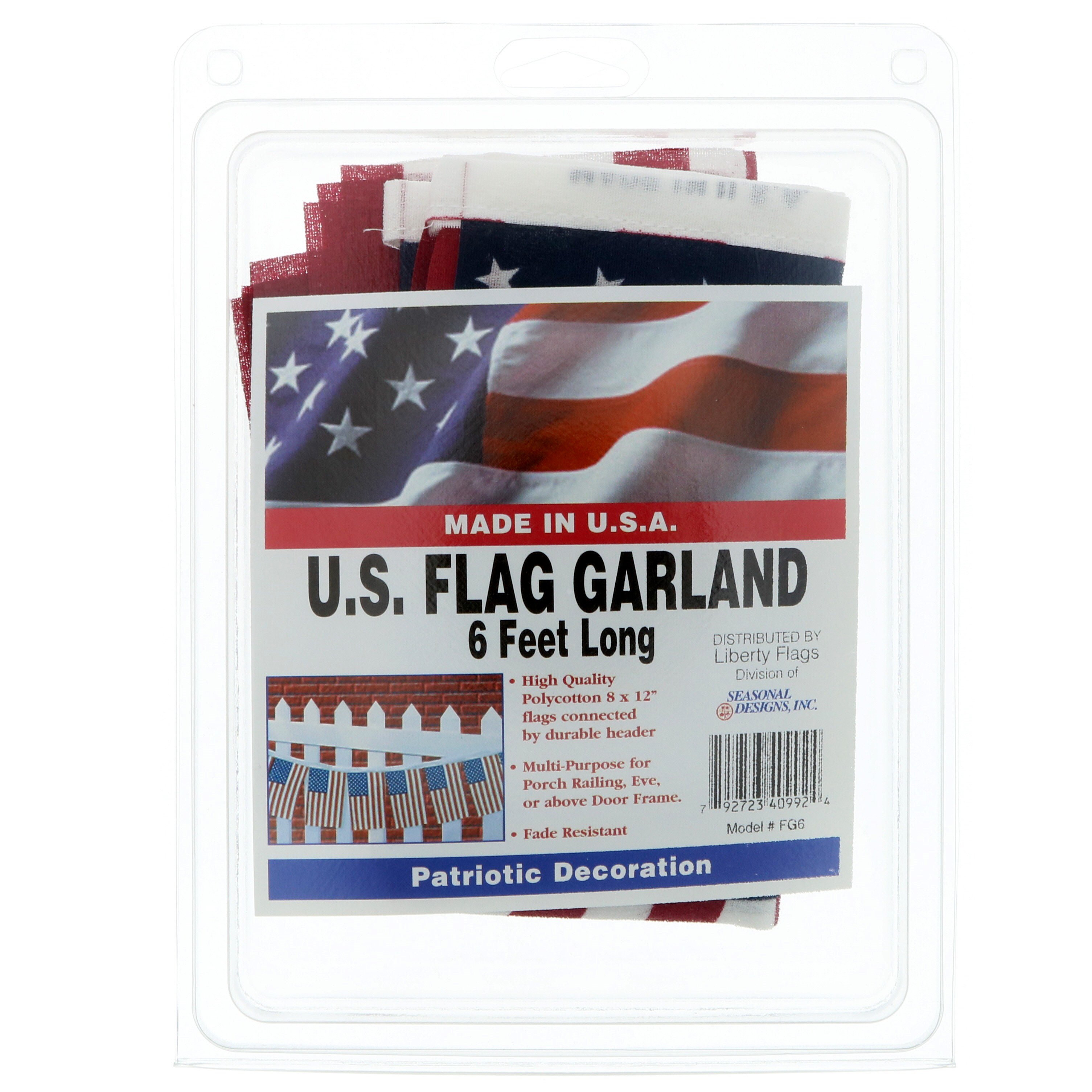 Seasonal Designs U.S. Flag Garland Patriotic Decoration - Shop Outdoor ...