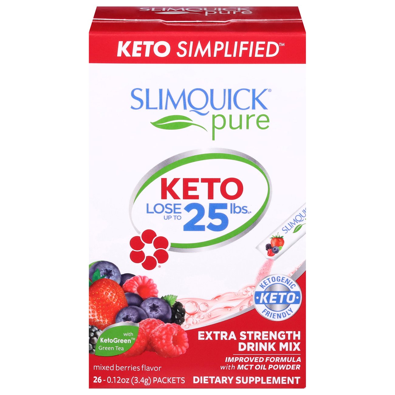 SLIMQUICK Pure Keto Extra Strength Drink Mix Packets - Mixed Berry ...