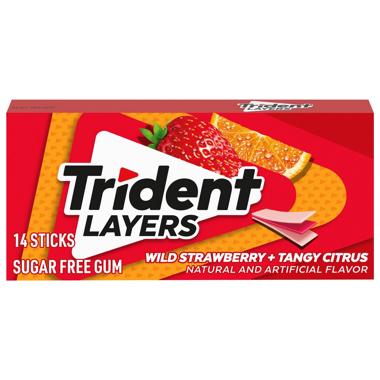 Trident Layers Wild Strawberry + Tangy Citrus Sugar Free Gum - Shop Gum ...
