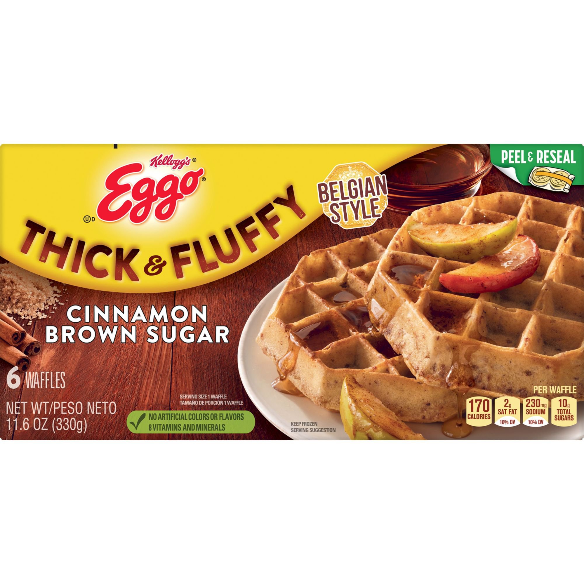 Eggo Thick and Fluffy Cinnamon Brown Sugar Frozen Waffles, 11.6 oz ...