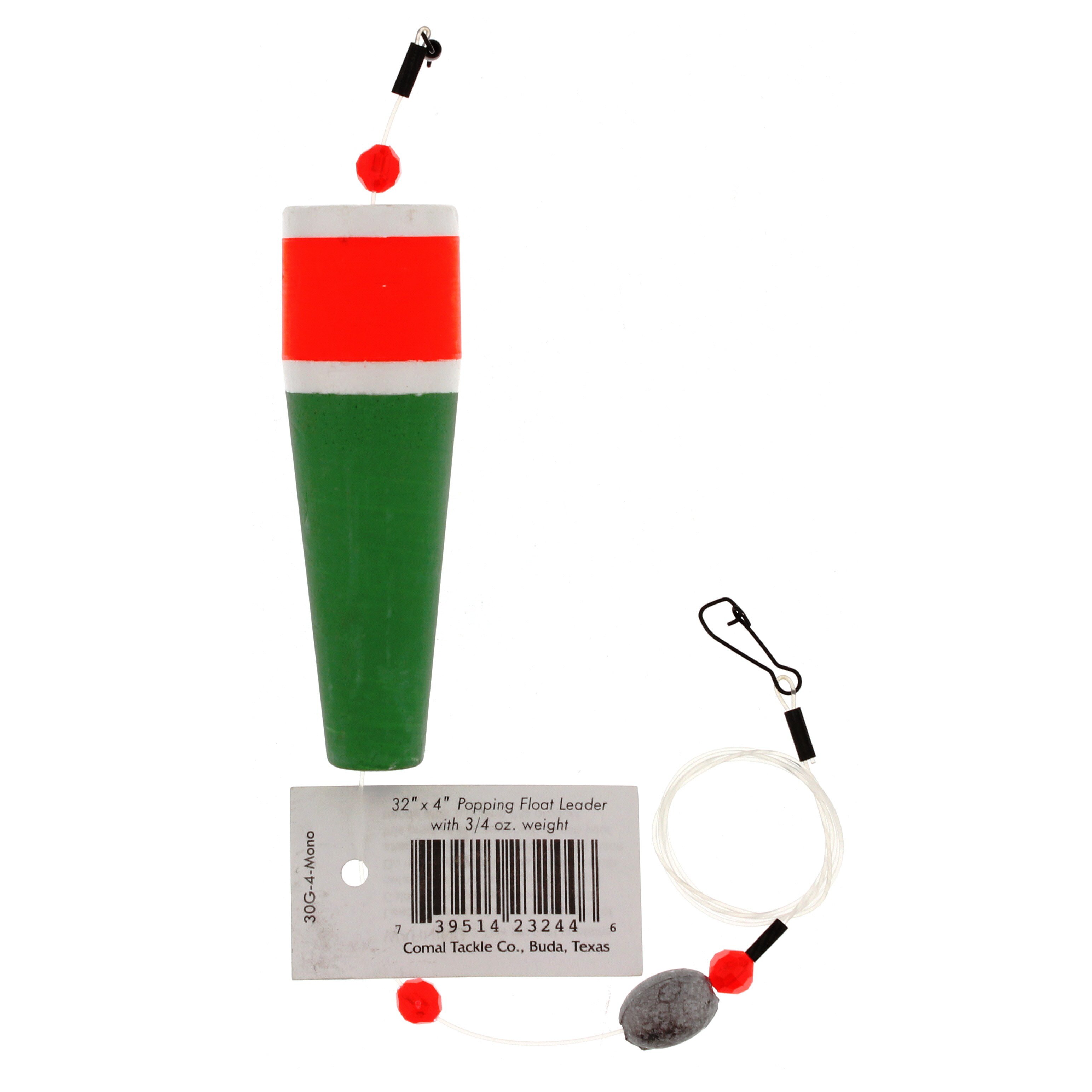 Comal Tackle Red/Green 3/4 OZ Popping Float with 32 Inch Mono Leader ...