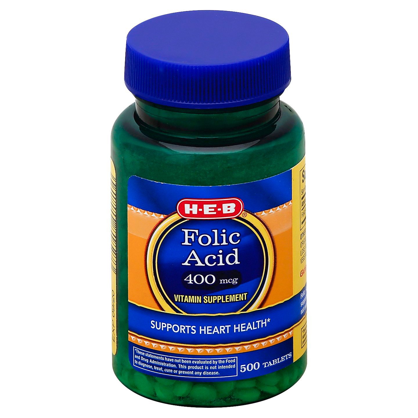 H-E-B Folic Acid 400 mcg Tablets - Shop Vitamins & Supplements at H-E-B