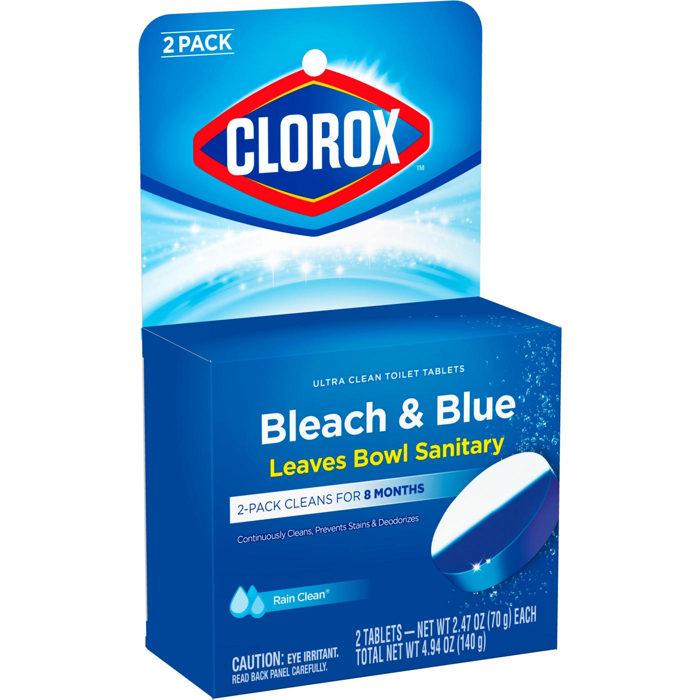 Clorox Ultra Clean Toilet Tablets Bleach & Blue - Rain Clean Scent ...