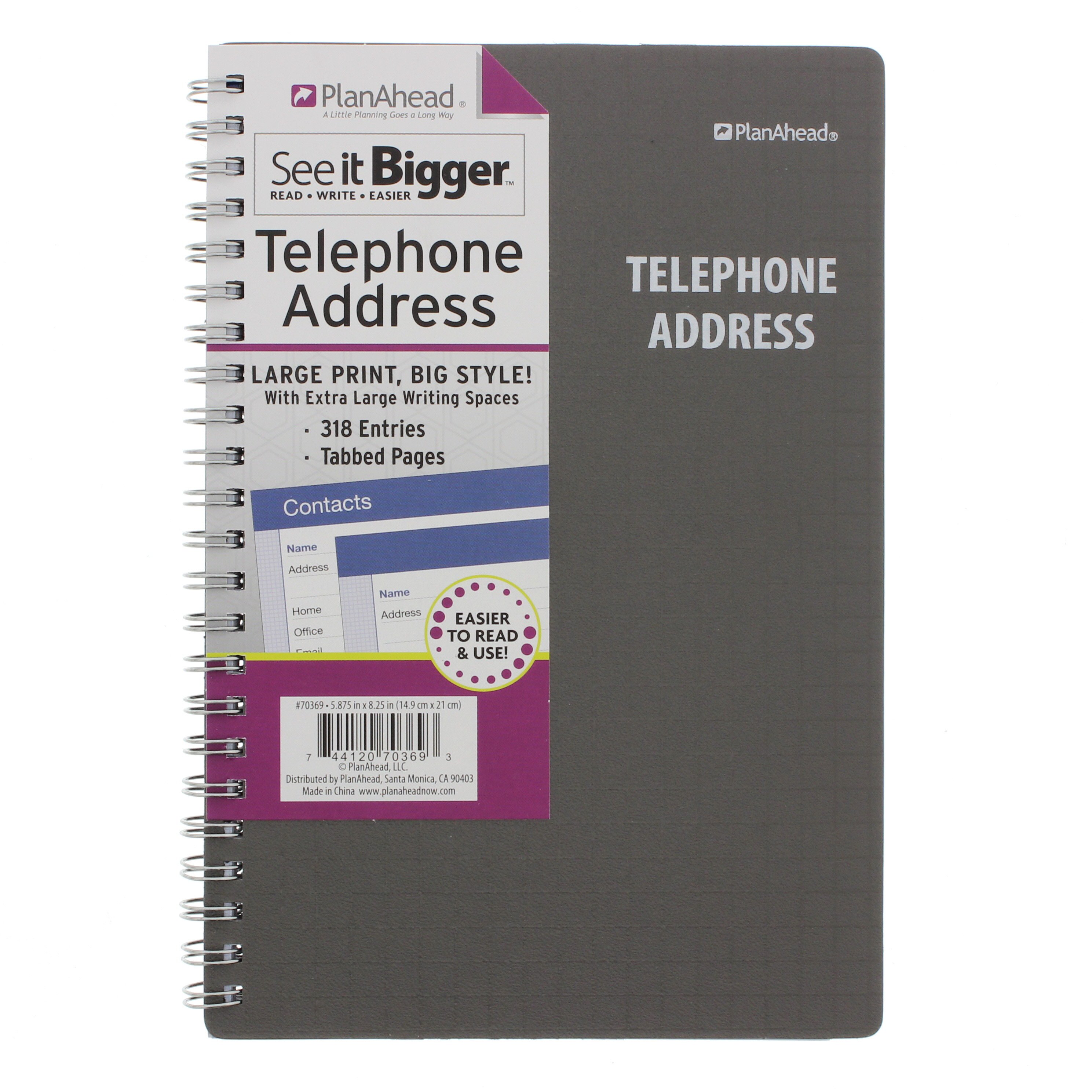 PlanAhead Large Print Telephone/Address Book -Colors & Designs May Vary ...