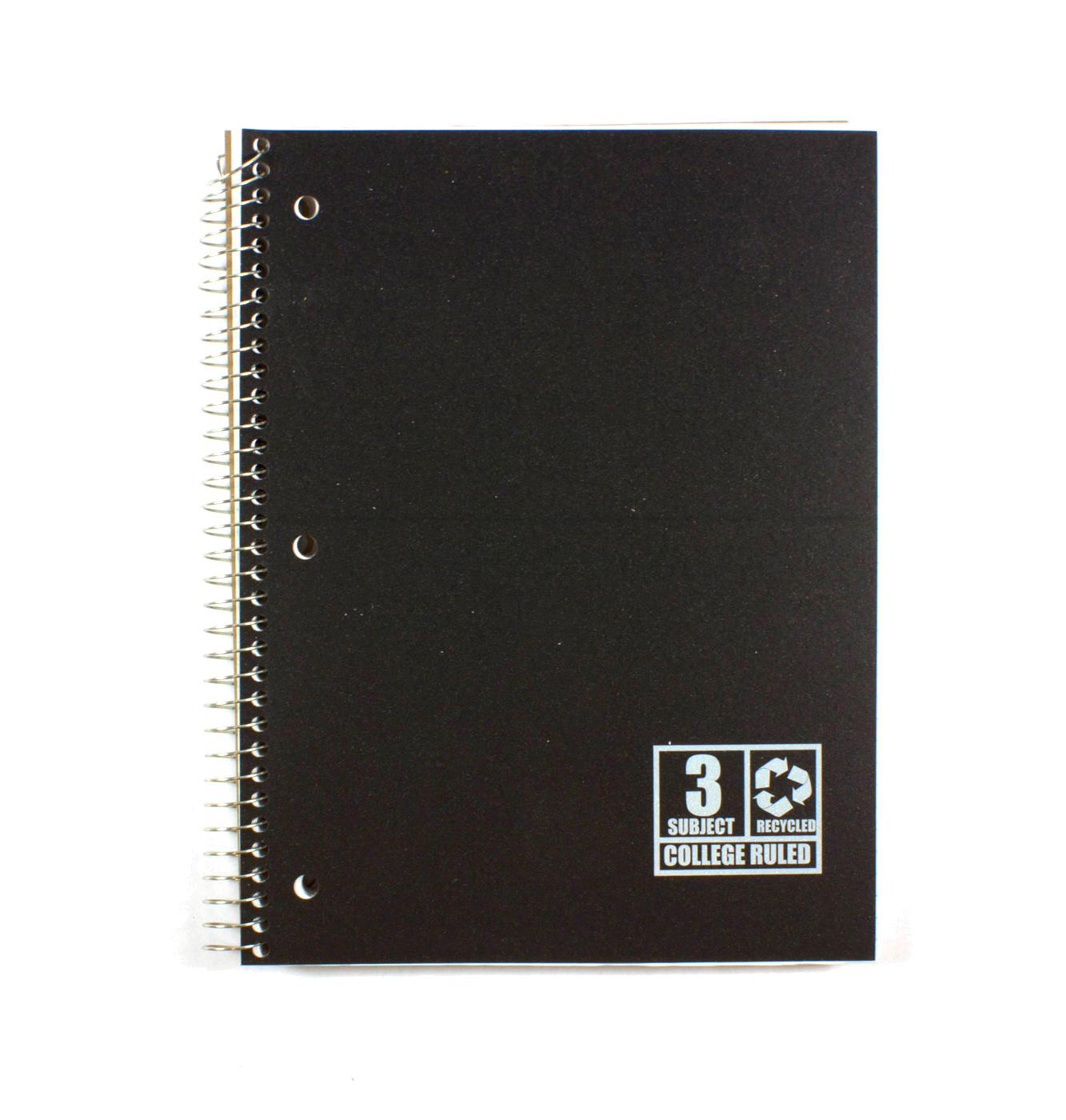 Norcom Recycled 3 Subject College Ruled Spiral Notebook, Assorted ...