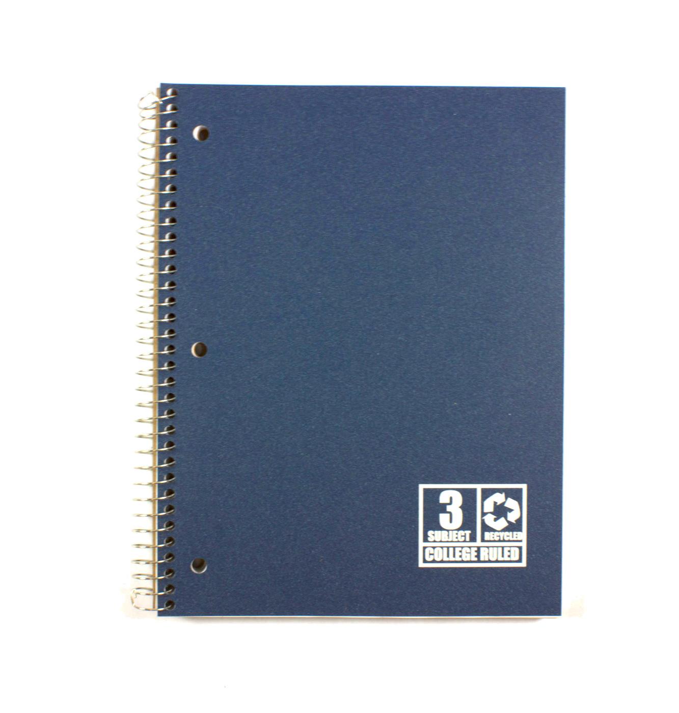 Norcom Recycled 3 Subject College Ruled Spiral Notebook, Assorted ...