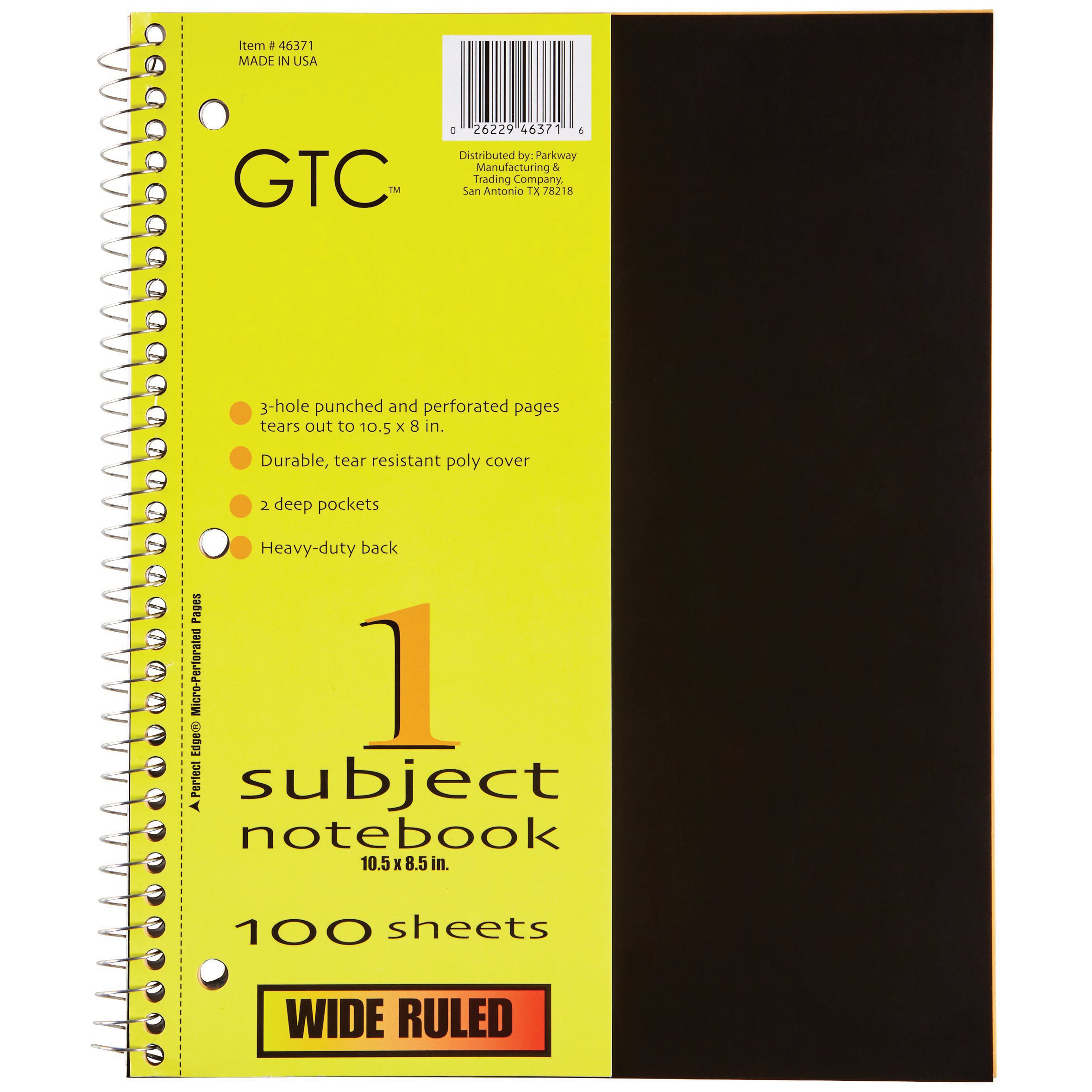 GTC 1 Subject Wide Ruled Spiral Notebook, Choose Your Color - Shop ...