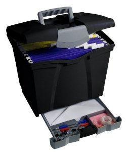 Storex Black Letter Portable File Storage Box with Drawer - Shop File ...