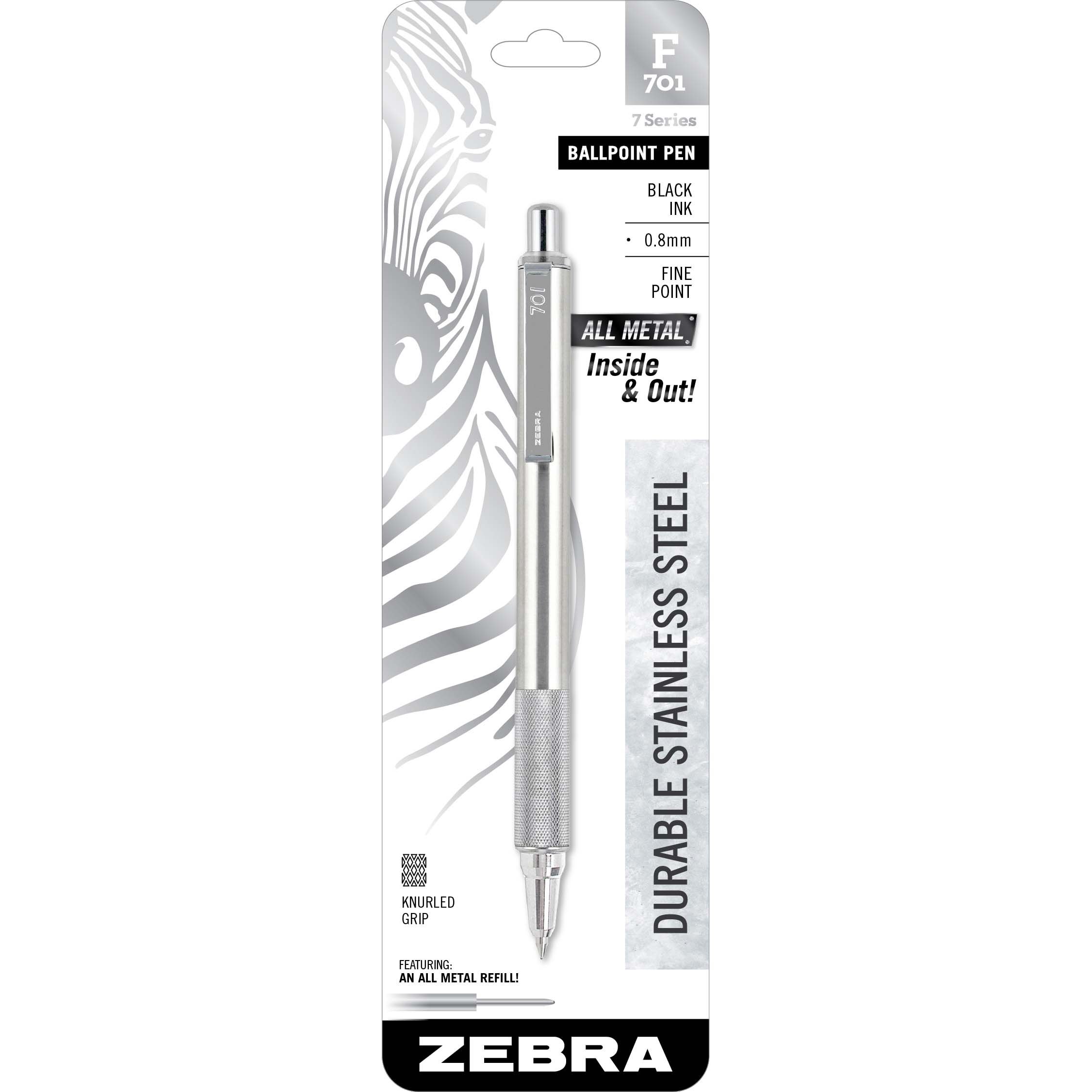Zebra F-701 0.8mm Retractable Ballpoint Pen - Black Ink - Shop Pens at ...