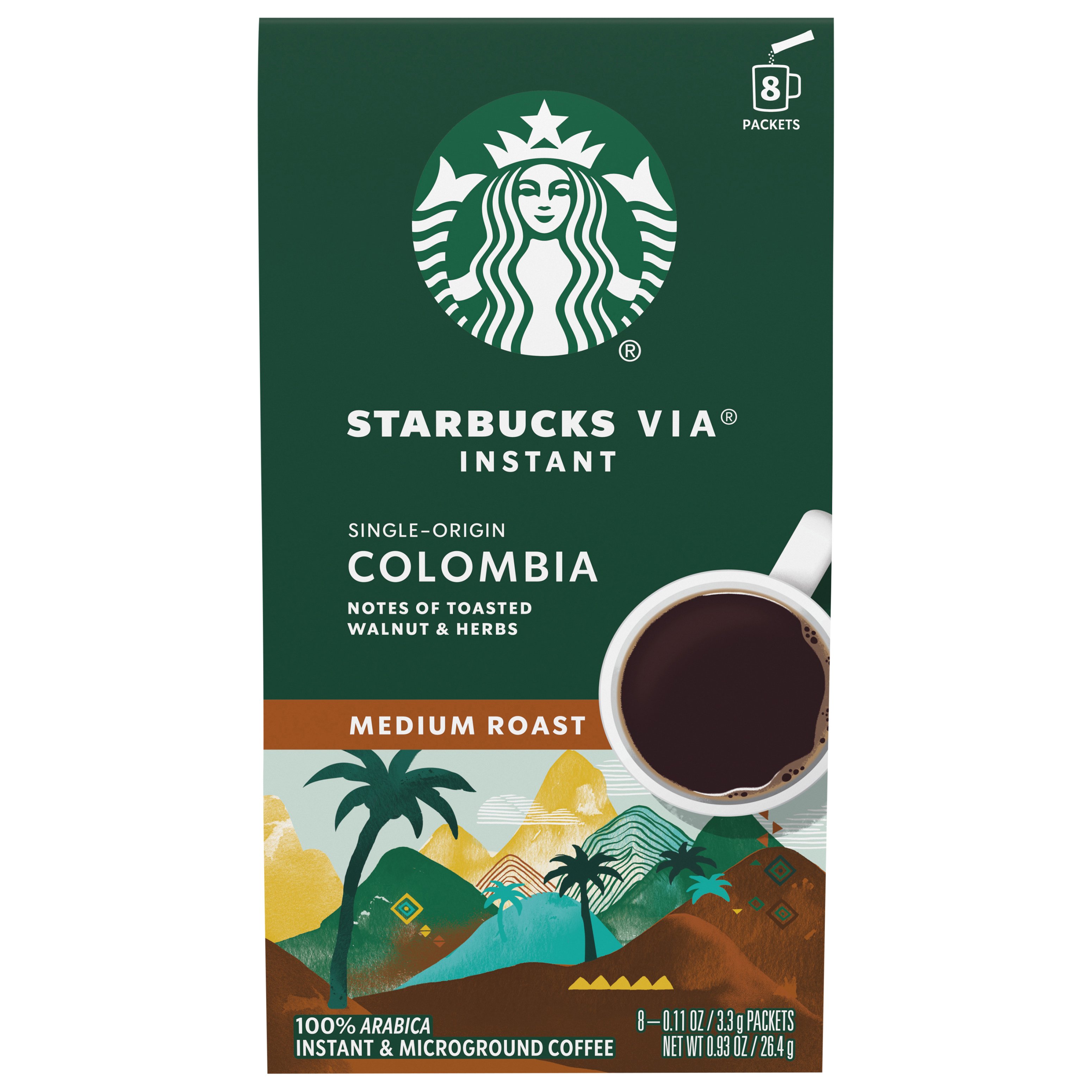 Starbucks VIA Ready Brew Colombia Medium Roast Instant Coffee Packets ...