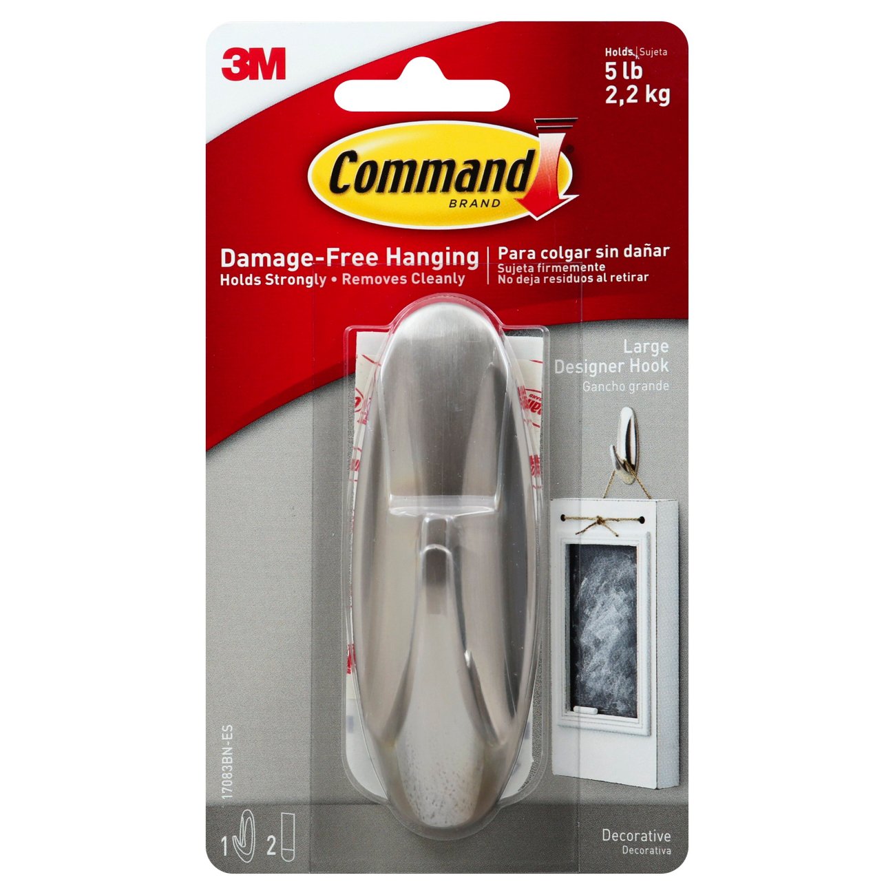 Command Large Decorative Designer Hook - Brushed Nickel - Shop Hooks ...