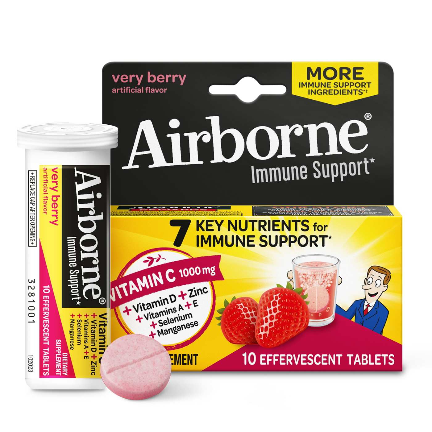 Airborne Immune Support Supplement Very Berry Effervescent Tablets ...