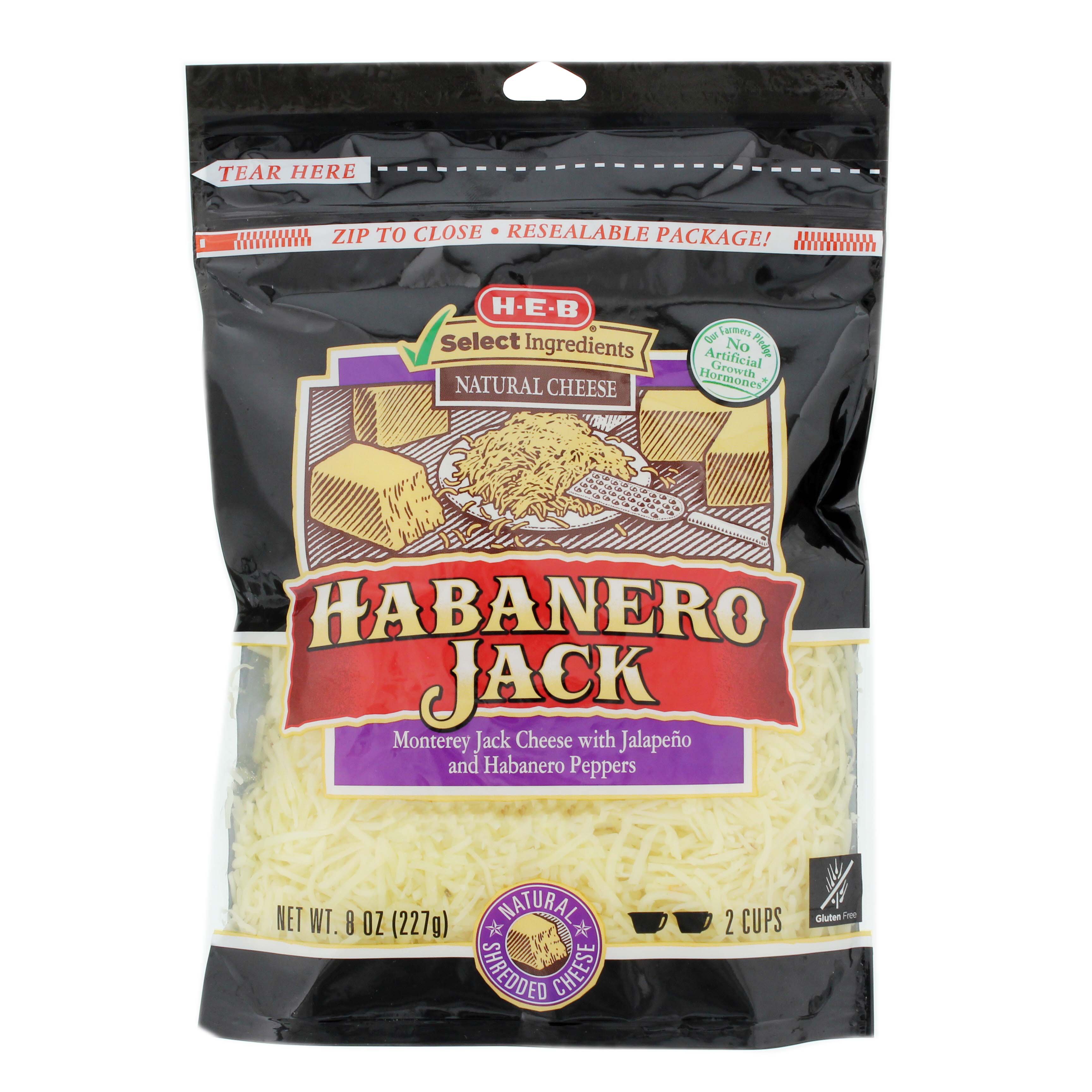 H-E-B Select Ingredients Habanero Jack Cheese, Shredded - Shop Cheese ...
