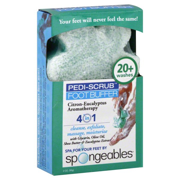 Spongeables Pedi-Scrub Foot Buffer Citron-Eucalyptus Aromatherapy ...