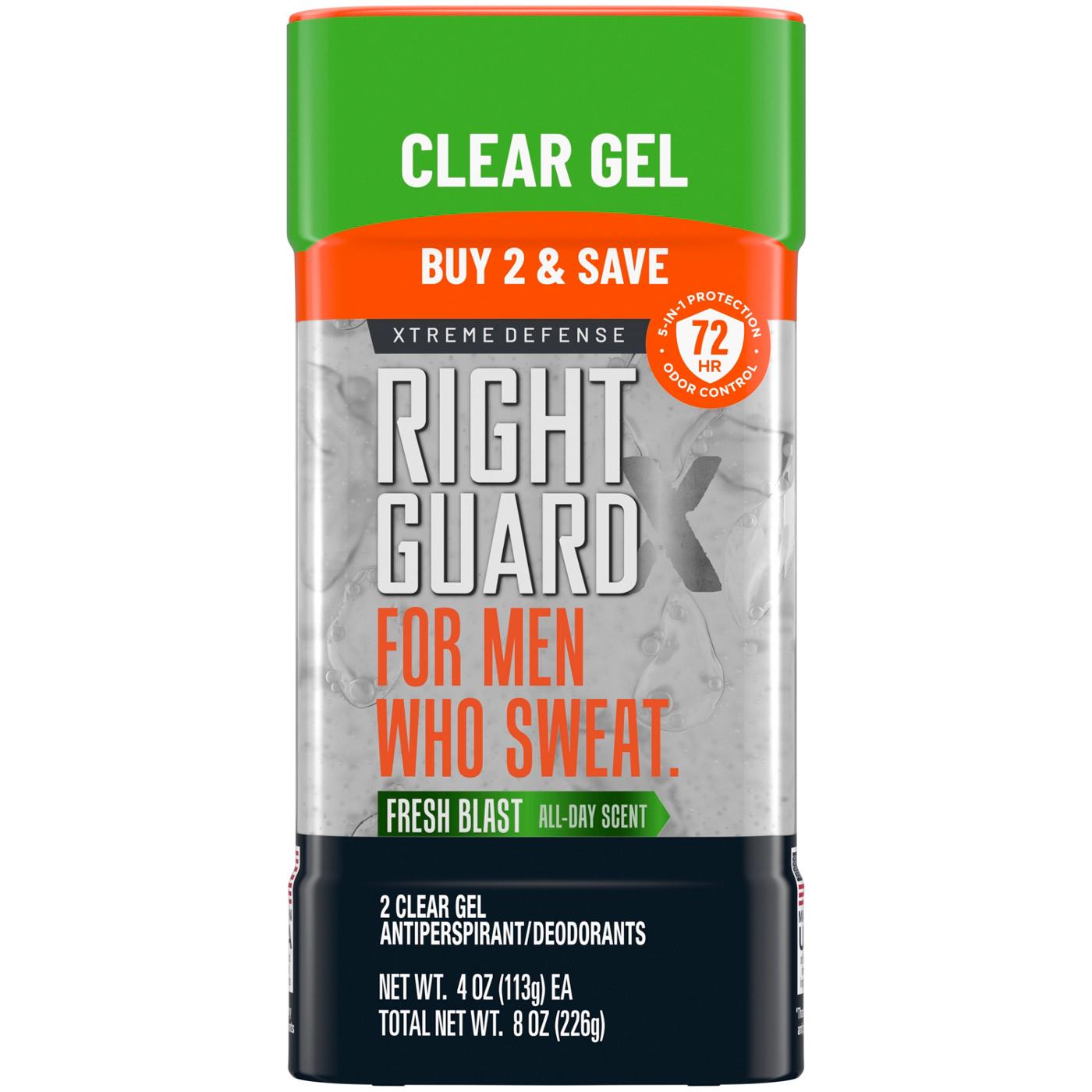 Right Guard Xtreme Defense Antiperspirant Deodorant Clear Gel - Fresh ...