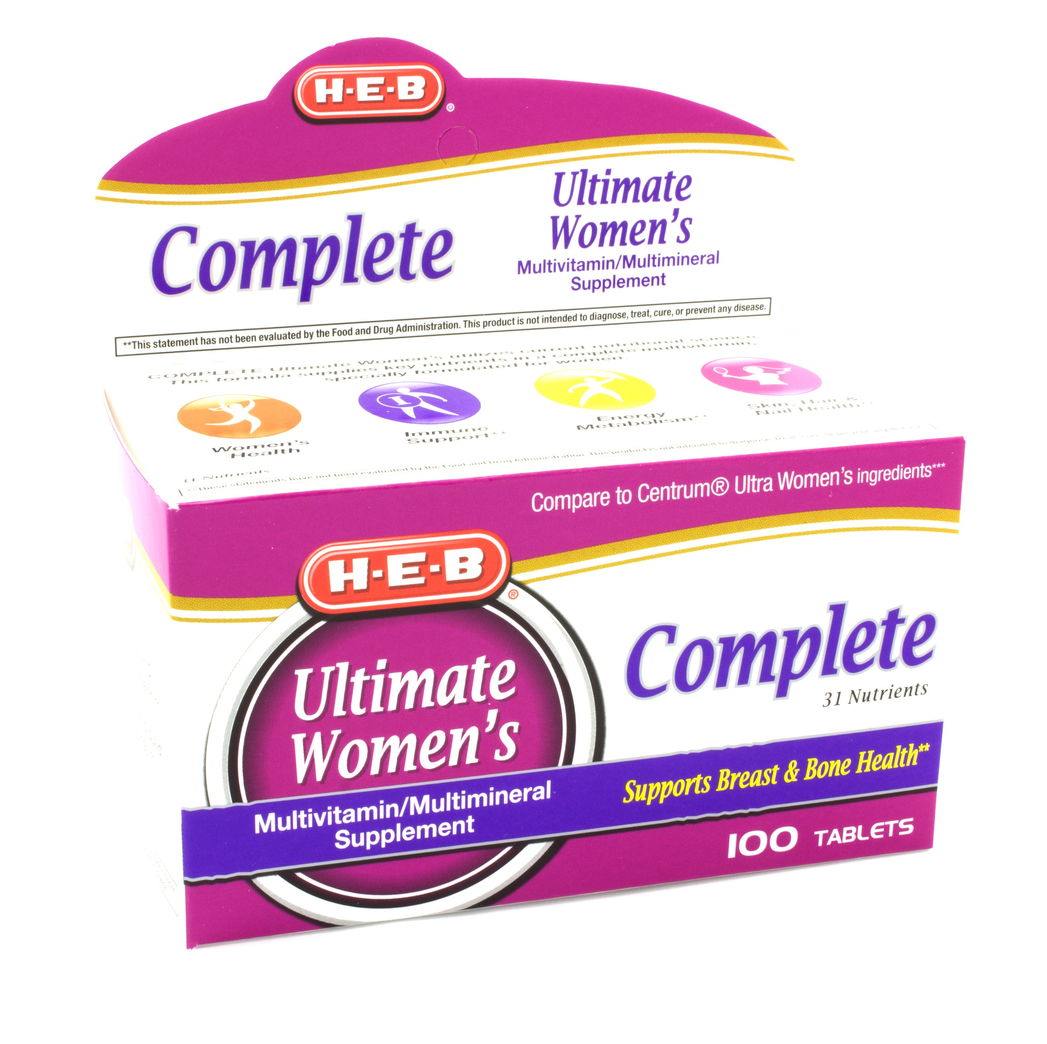 H-E-B Complete Multivitamin/Multimineral Supplement Ultimate Women's ...