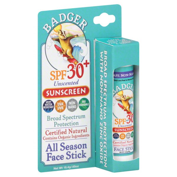 Badger All Season Face Stick SPF 30+ Unscented Sunscreen - Shop ...