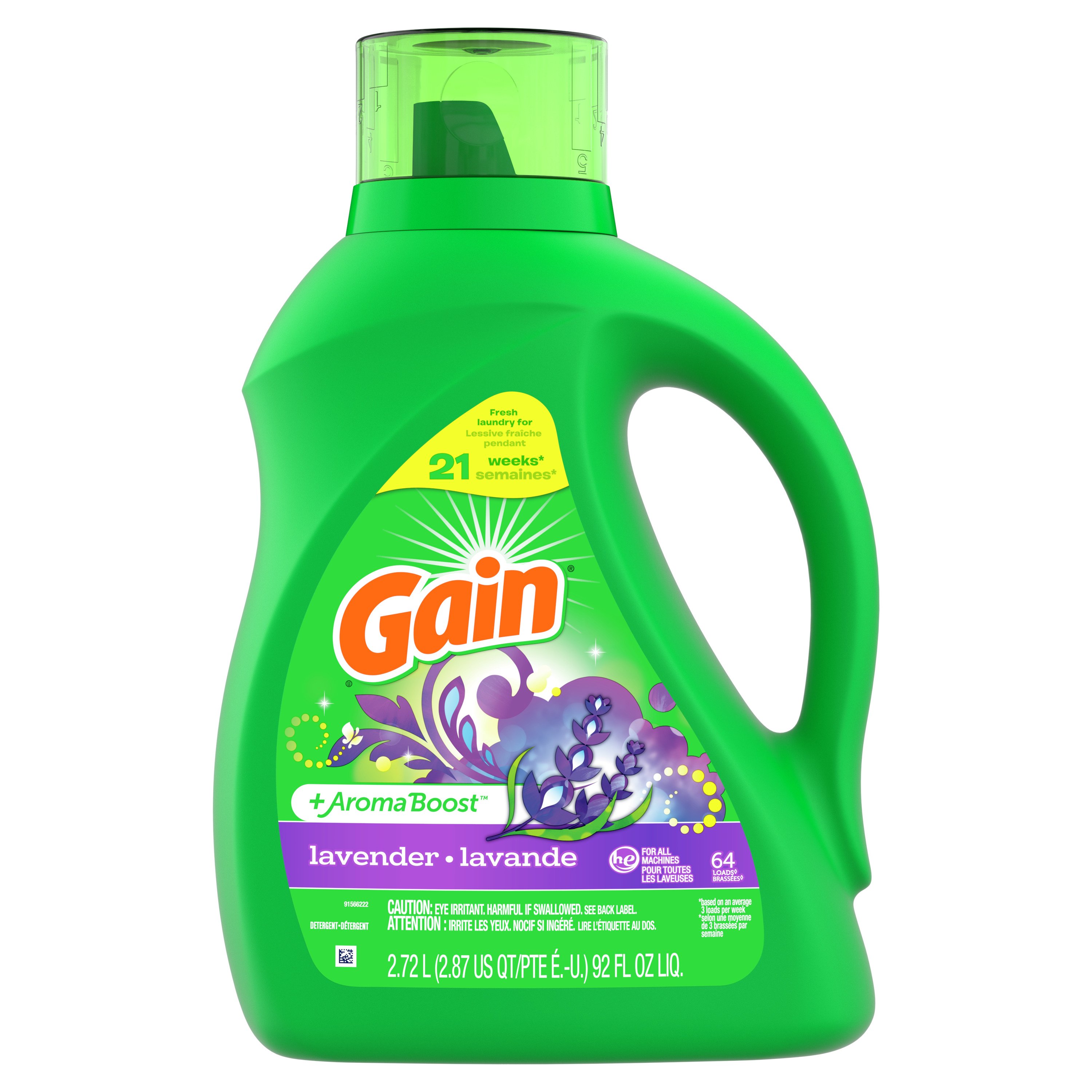 Gain + Aroma Boost HE Liquid Laundry Detergent, 64 Loads - Lavender ...