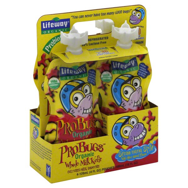 Lifeway Organic ProBugs Whole Milk Strawnana Split Kefir Cultured Milk ...