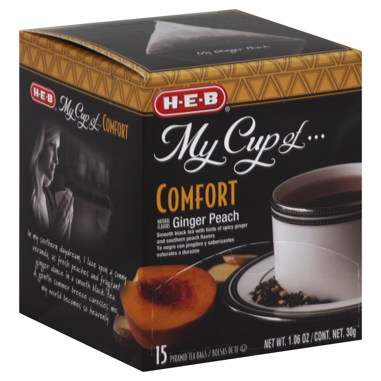 H-E-B My Cup of Comfort Ginger Peach Black Tea, Pyramid Tea Bags - Shop ...
