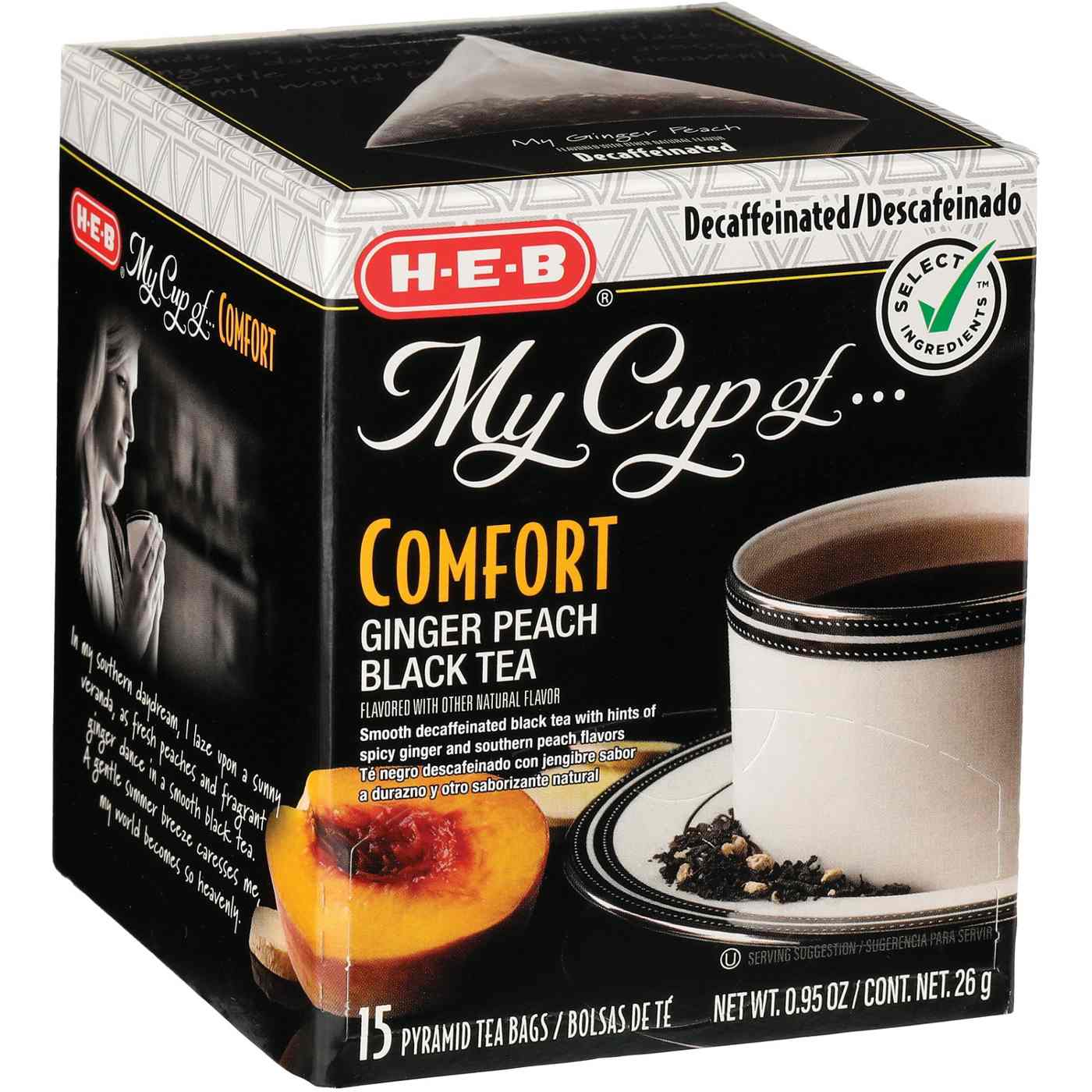 H-E-B My Cup of Comfort Decaffeinated Ginger Peach Black Tea, Pyramid ...