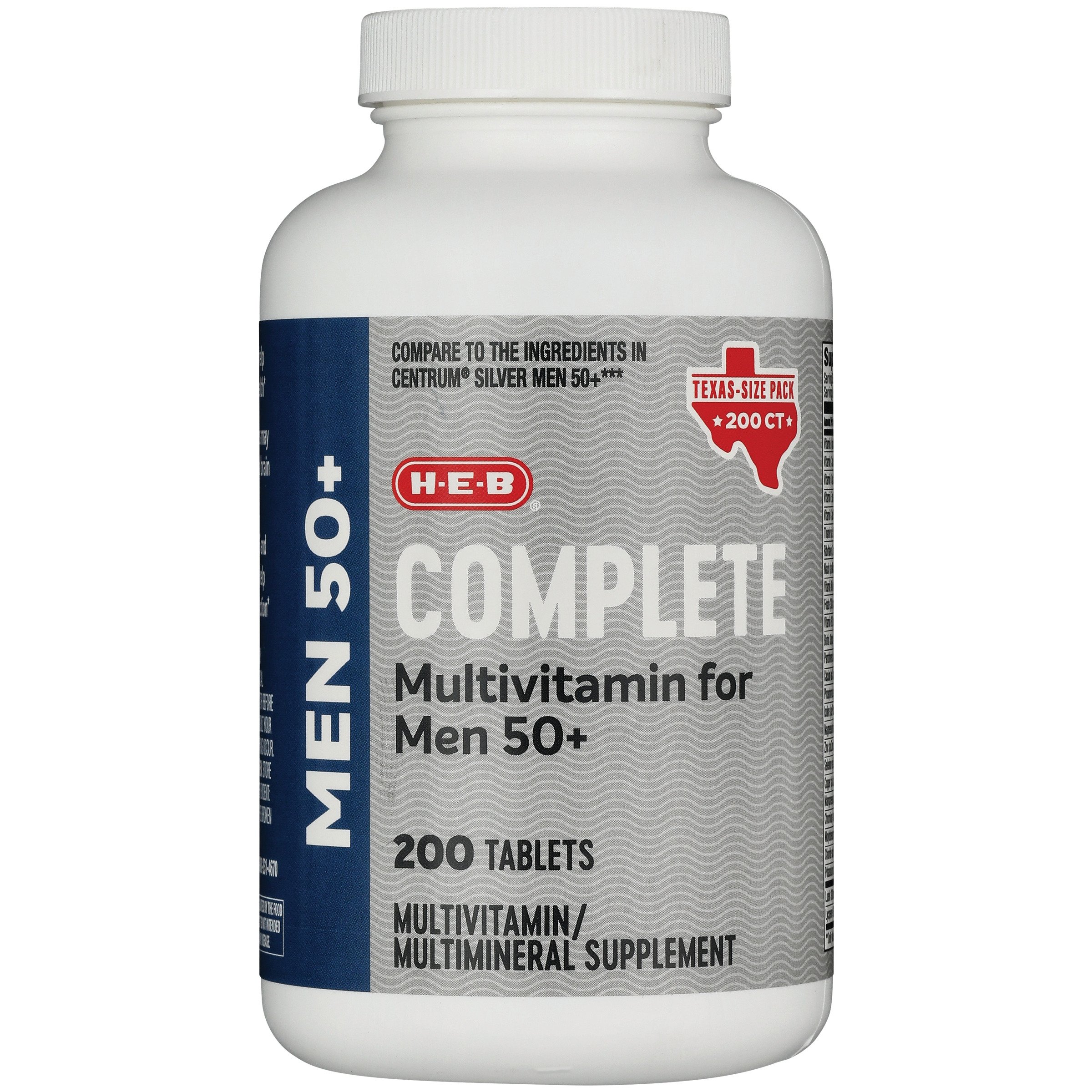 H-E-B Men 50+ Complete Multivitamin Tablets Texas-Size Pack - Shop ...