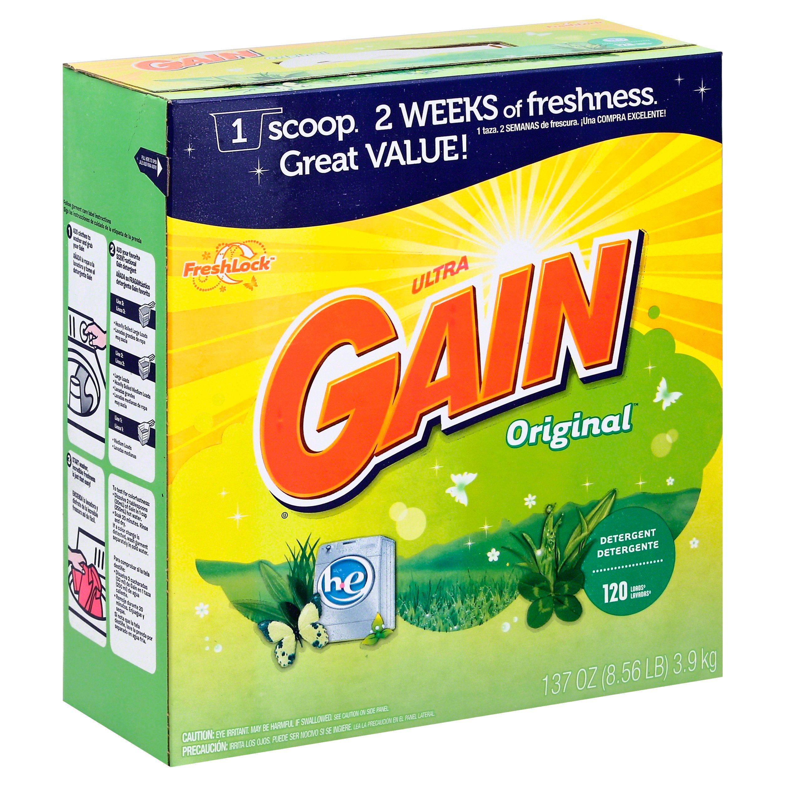 Gain Original Scent HE Powder Laundry Detergent 120 Loads - Shop ...